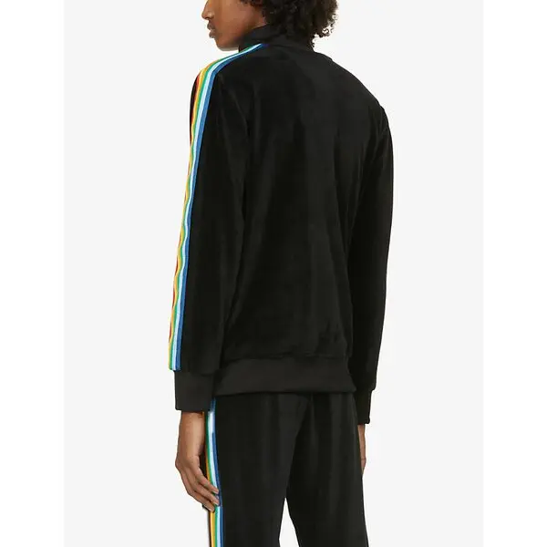 Palm Angels Rainbow Logo-Print Velour Tracksuit Jacket - Black